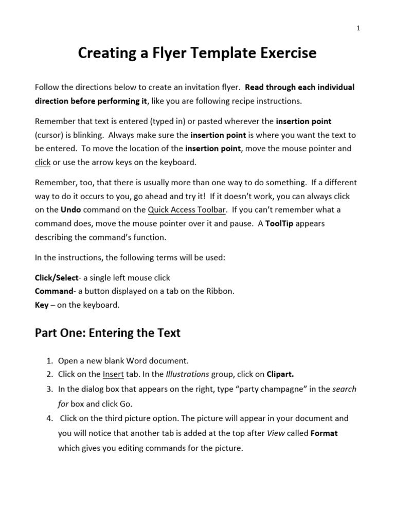 Creating A Flyer Template Exercise - 201503171630347054 | PDF | Cursor ...