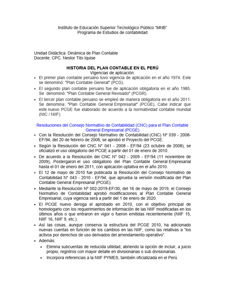 Material de Lectura - Historia Del PCGE | PDF | normas internacionales ...