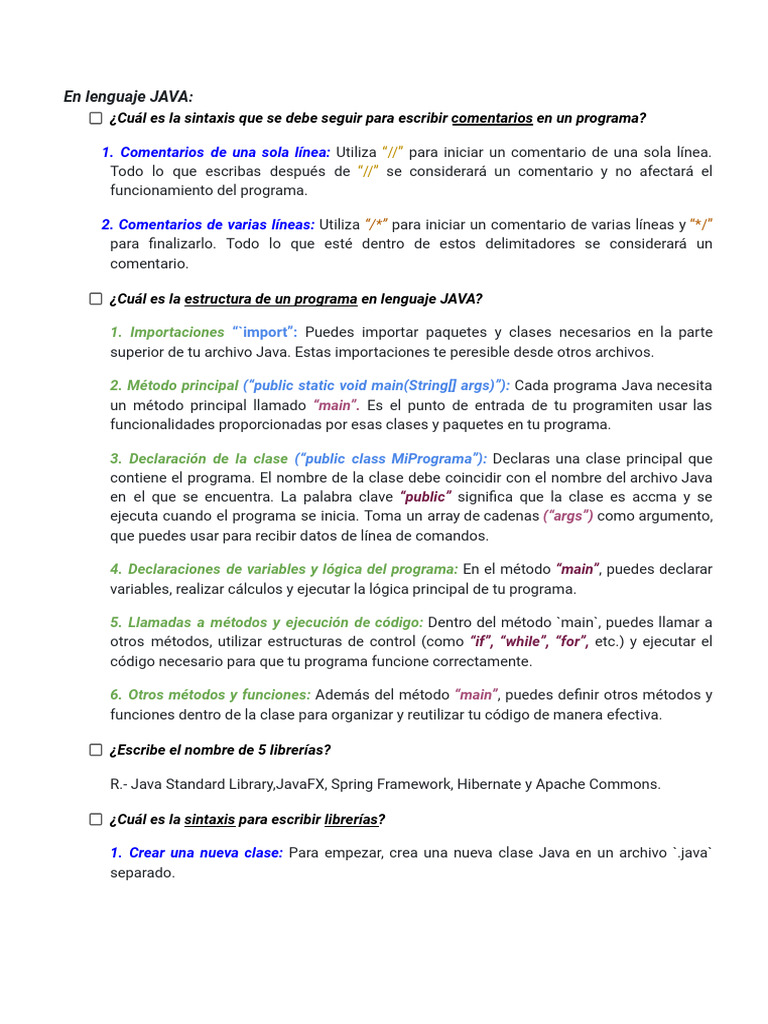 Sintaxis y Estructura en Java | PDF | Java (lenguaje de programación) | Tipo de datos
