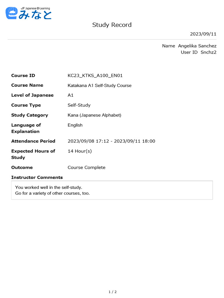 Learning Record | PDF