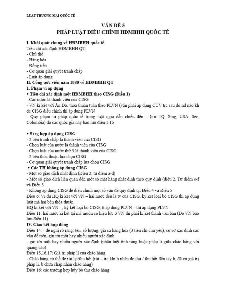 PHÁP LUẬT ĐIỀU CHỈNH HỢP ĐỒNG MBHH QUỐC TẾ | PDF