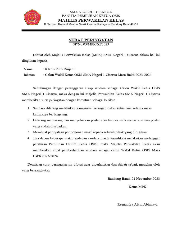 Surat Peringatan - 2 | PDF