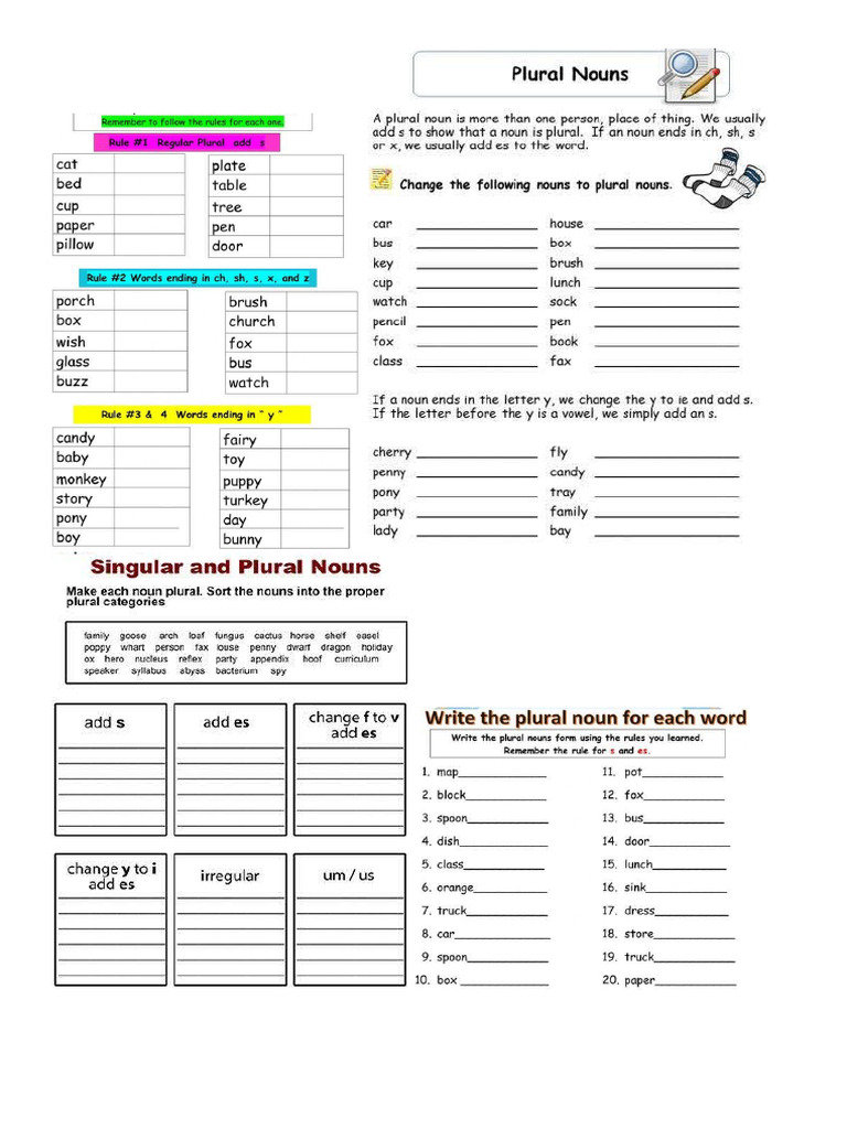 Unit 4 Activity 1 Plural Nouns | PDF
