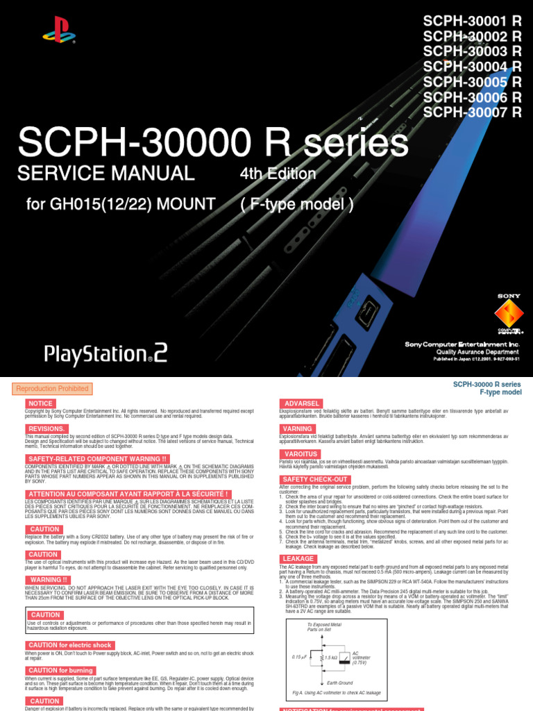 Sony-Ps2-Scph-30000r Series Service Manual 4ed gh-015 | PDF | Electrical Engineering | Electric ...