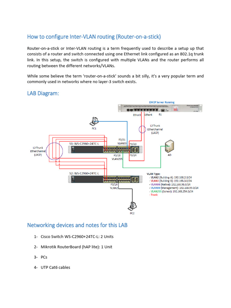 Inter-VLAN Routing Cisco Switch and Mikrotik RB Procedure | PDF ...