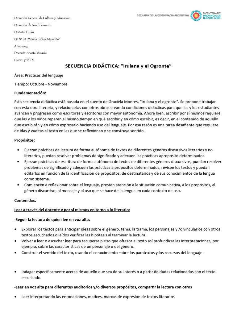 Secuencia PDL Irulana | PDF | Comunicación humana Secuencia PDL Irulana | PDF | Comunicación humana