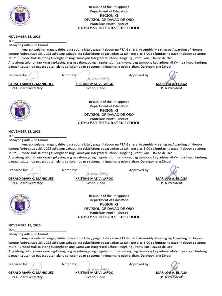 Gpta Meeting Letter | PDF