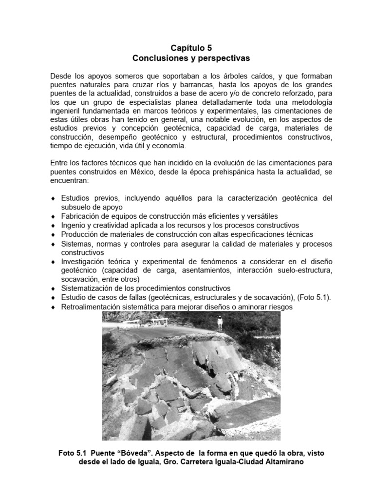 Capítulo 5 Conclusiones y Perspectivas | PDF | Fundación (Ingeniería) | Puente