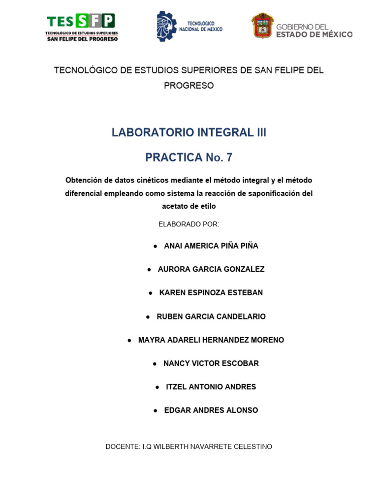 Practica 7 | PDF | Reacciones químicas | Cinética química