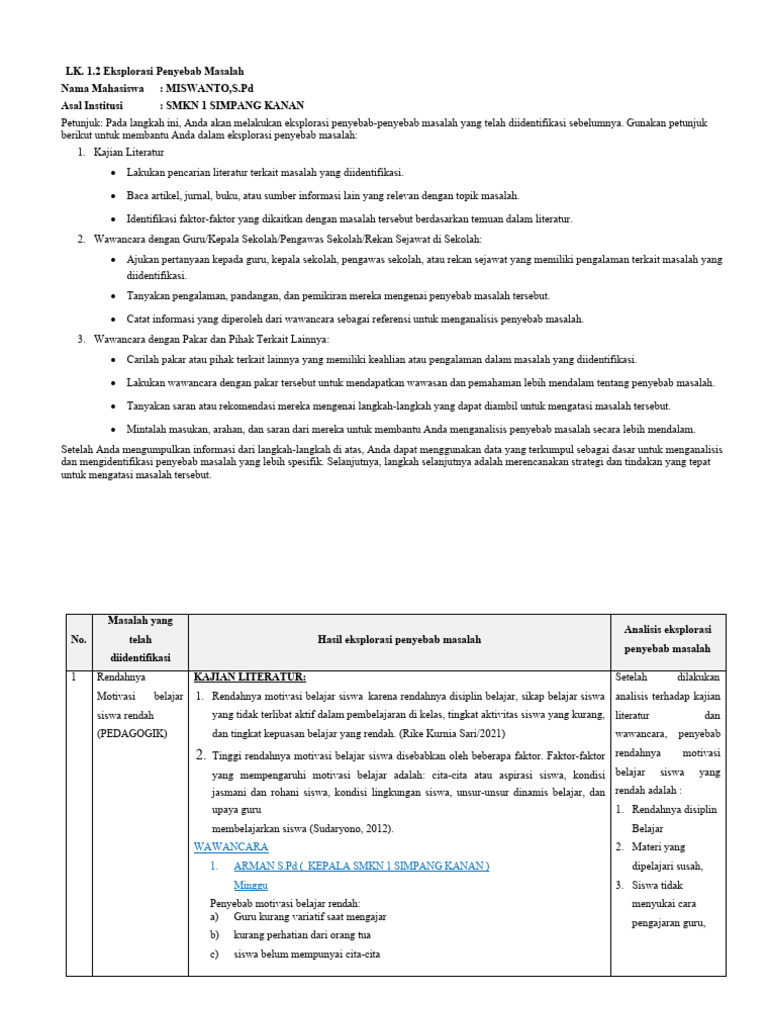 lk-1-2-eksplorasi-penyebab-masalah-MISWANTO YES | PDF