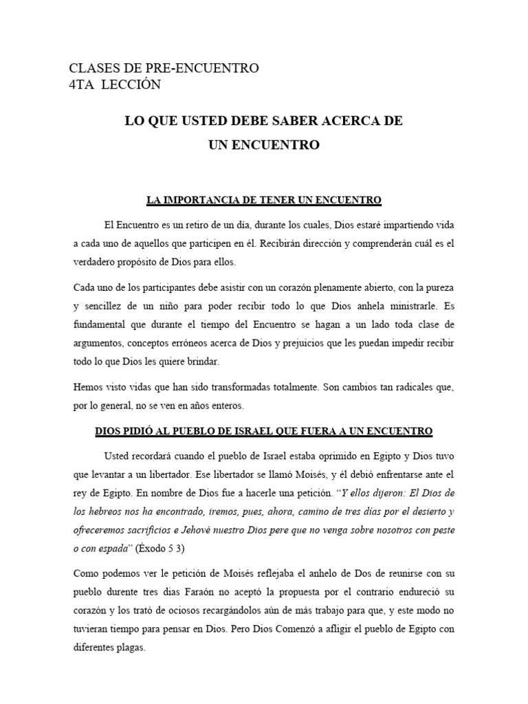 CLASE 5 PREENCUENTRO Lo Que Usted Debe Saber Acerca de Un Encuentro Con Dios | PDF | Cristo ...