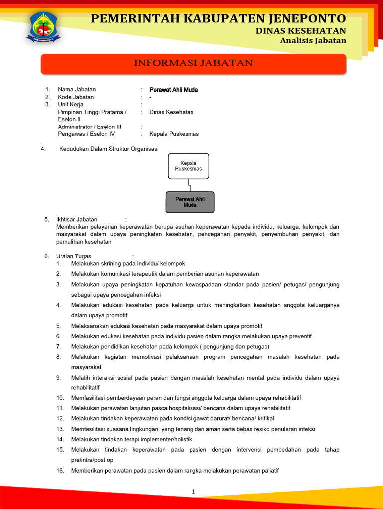Anjab Perawat Ahli Muda | PDF
