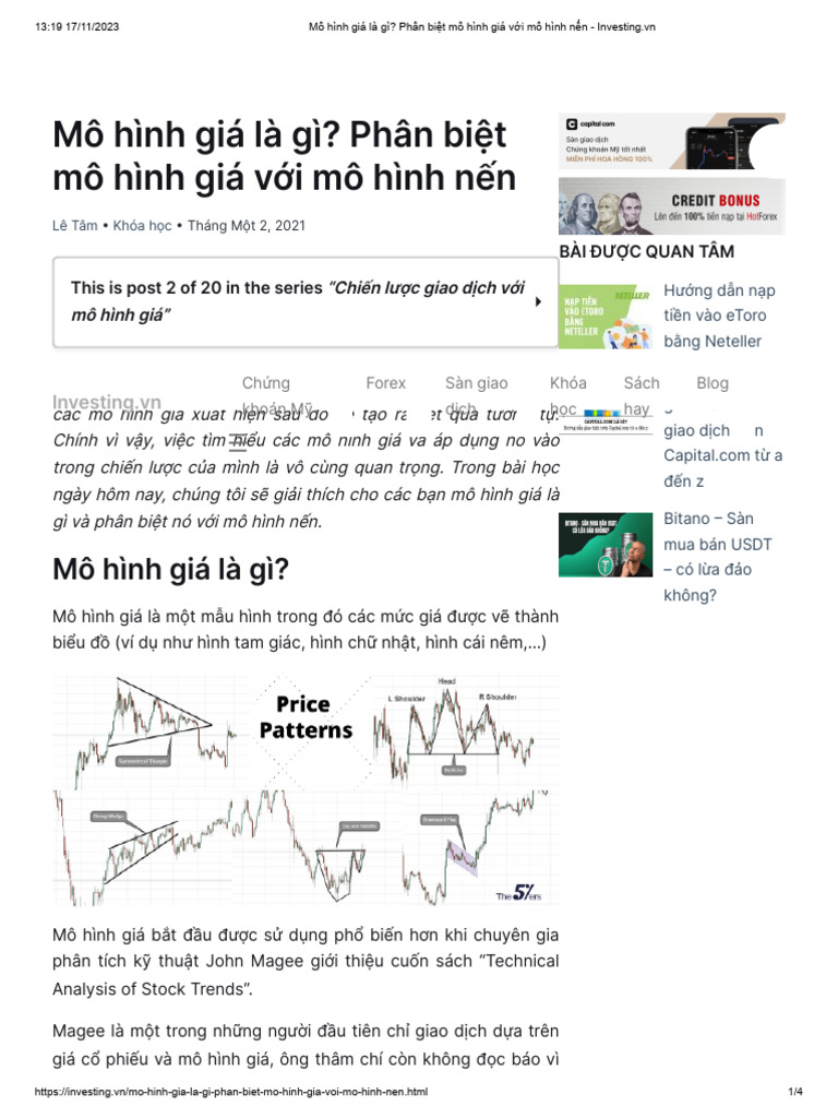 Mô hình giá là gì - Phân biệt mô hình giá với mô hình nến - Investing.vn | PDF