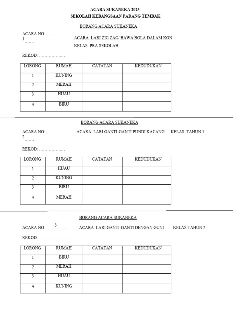 Acara SukaneKa 2023 Sekolah Kebangsaan | PDF