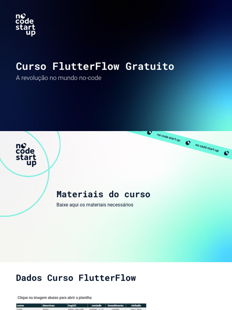 Curso Gratuito de FlutterFlow | PDF | Aplicativo para celular | No SQL