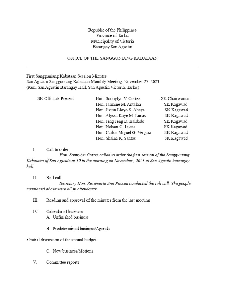 Minutes of The Meeting | PDF
