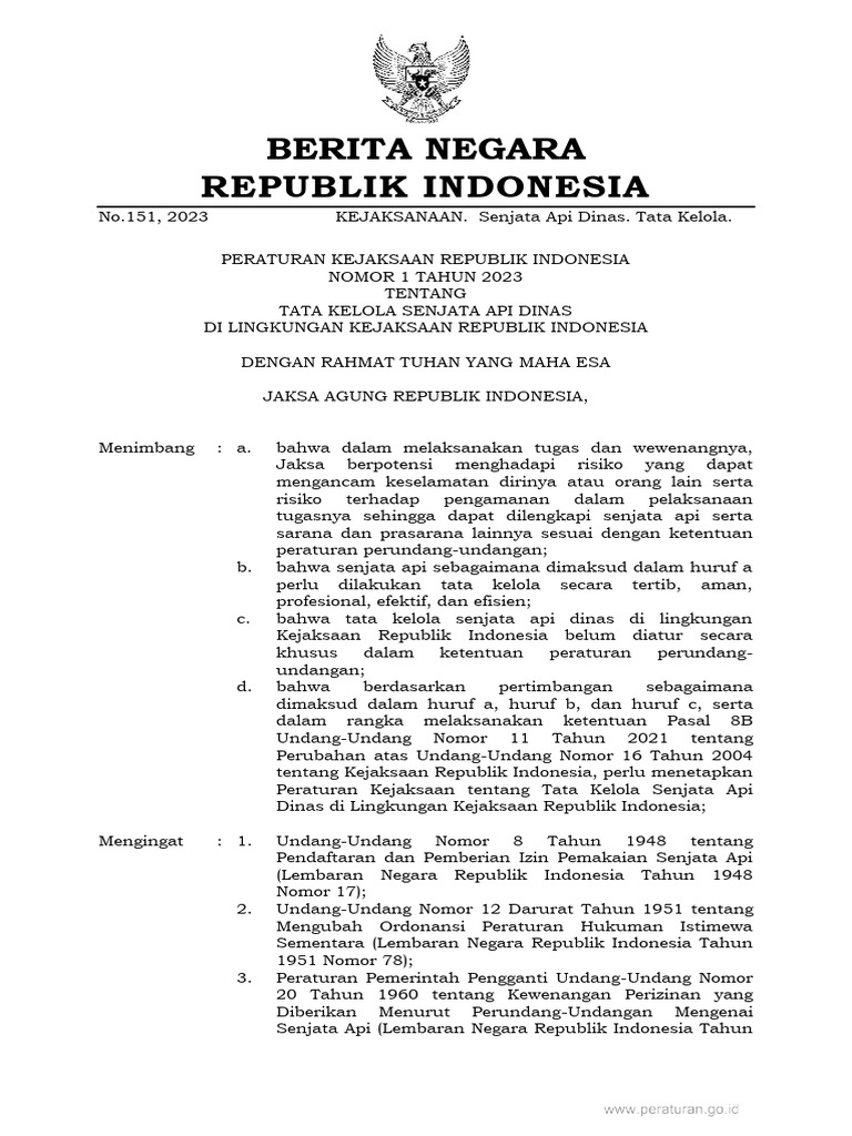 Peraturan Kejari No. 1 Tahun 2023 | PDF