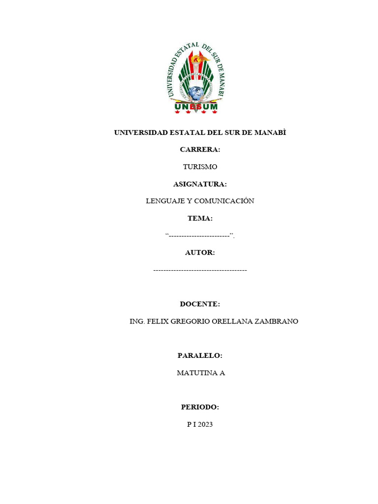 Formato Portada Universidad Estatal Del Sur de Manabi | PDF