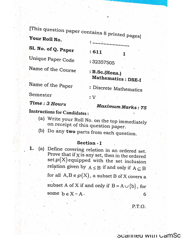 Discrete Mathematics Paper 4 | PDF