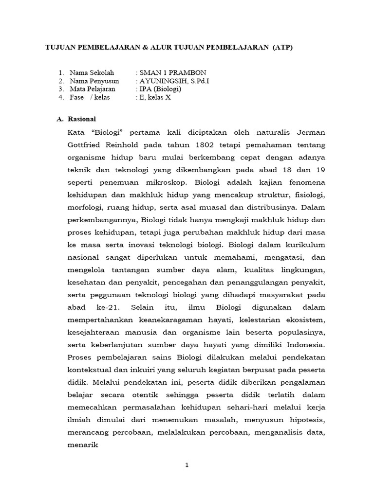 Bio LK Analisis CP TP Atp | PDF