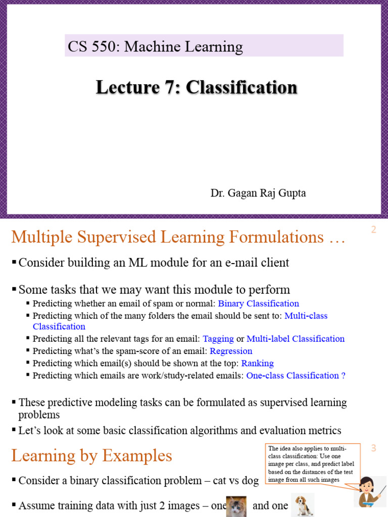 CS550 Lec7-ClassificationIntro | PDF | Statistical Classification | Statistical Data Types