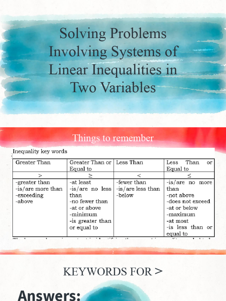 Problem Solving Involving Systems Of Li In Two Variables Pdf Applied Mathematics Analysis