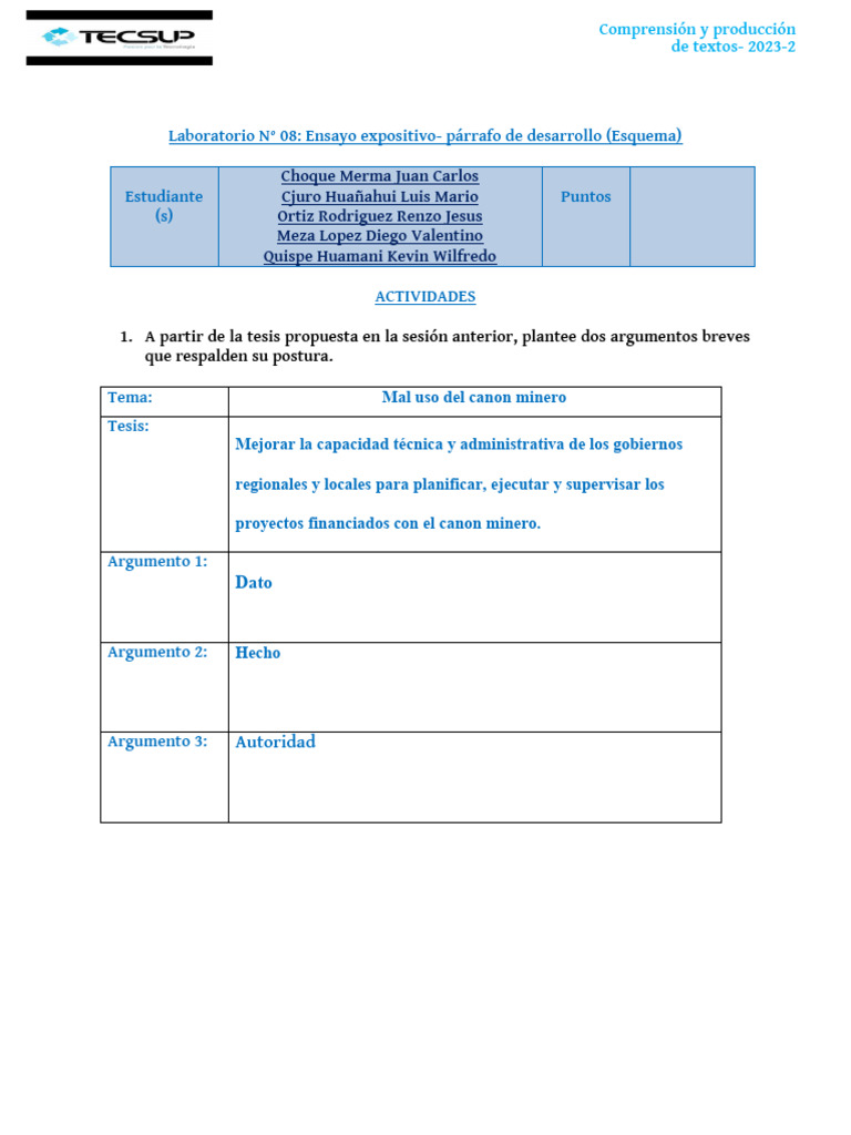 L8 - ENSAYO EXPOSITIVO - Párrafo de Desarrollo (Esquema) | PDF ... L8 - ENSAYO EXPOSITIVO - Párrafo de Desarrollo (Esquema) | PDF ...