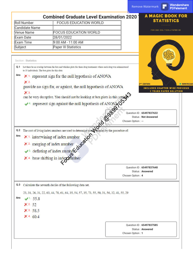 SSC CGL Jso 2020 Paper | PDF | Qualifications | Student Assessment And Evaluation