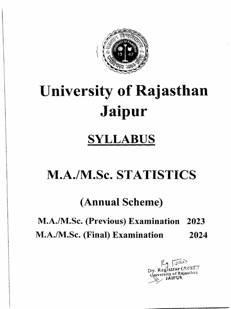 M.a&.M.sc. Statistics (Annual) | PDF