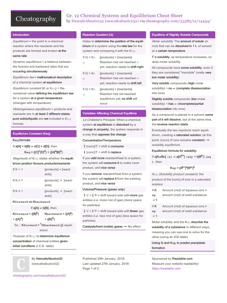 Grade 12 Chemistry Equilibrium Guide | PDF | Acid | Chemical Equilibrium