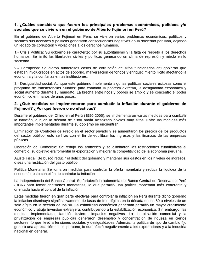 PA 4 Problemas y Desafios en El Perú Actual | PDF | Inflación ...