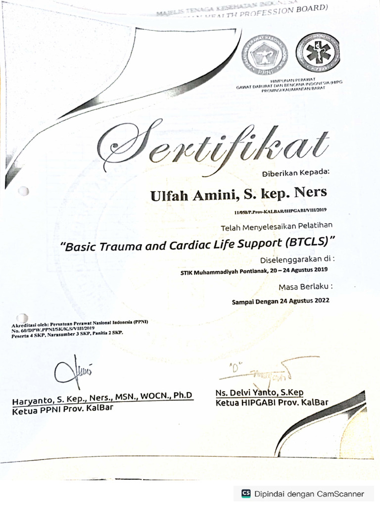 Sertifikat BTCLS Perawat | PDF