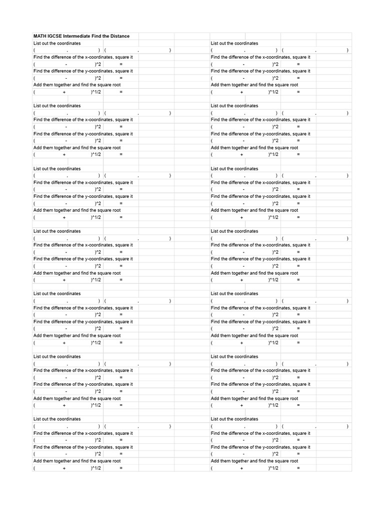 MATH IGCSE Intermediate Find The Distance | PDF