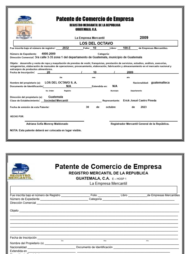 Patente Empresa | PDF | Guatemala | Negocios económicos