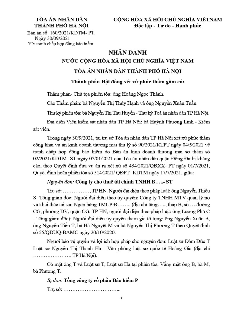 bản án về btbh mức độ hợp lý | PDF