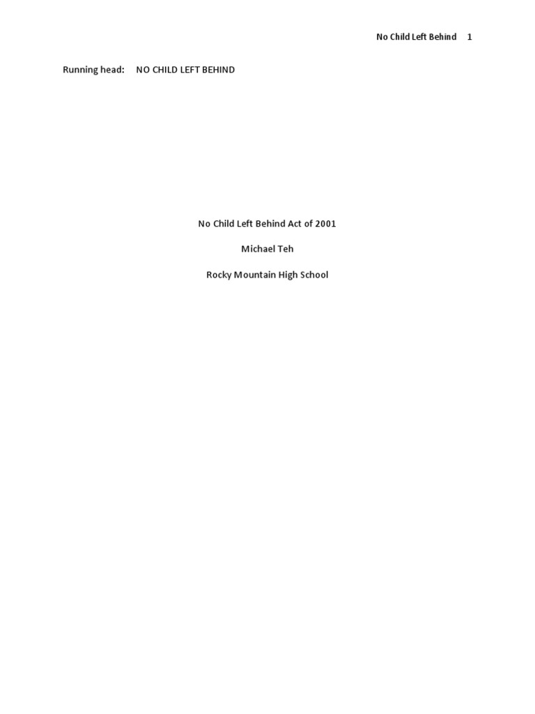 Senior Project Paper | Download Free PDF | No Child Left Behind Act ...