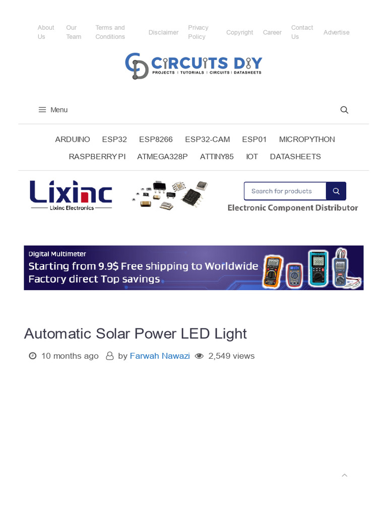 Automatic Solar Power LED Light | PDF | Transistor | Amplifier