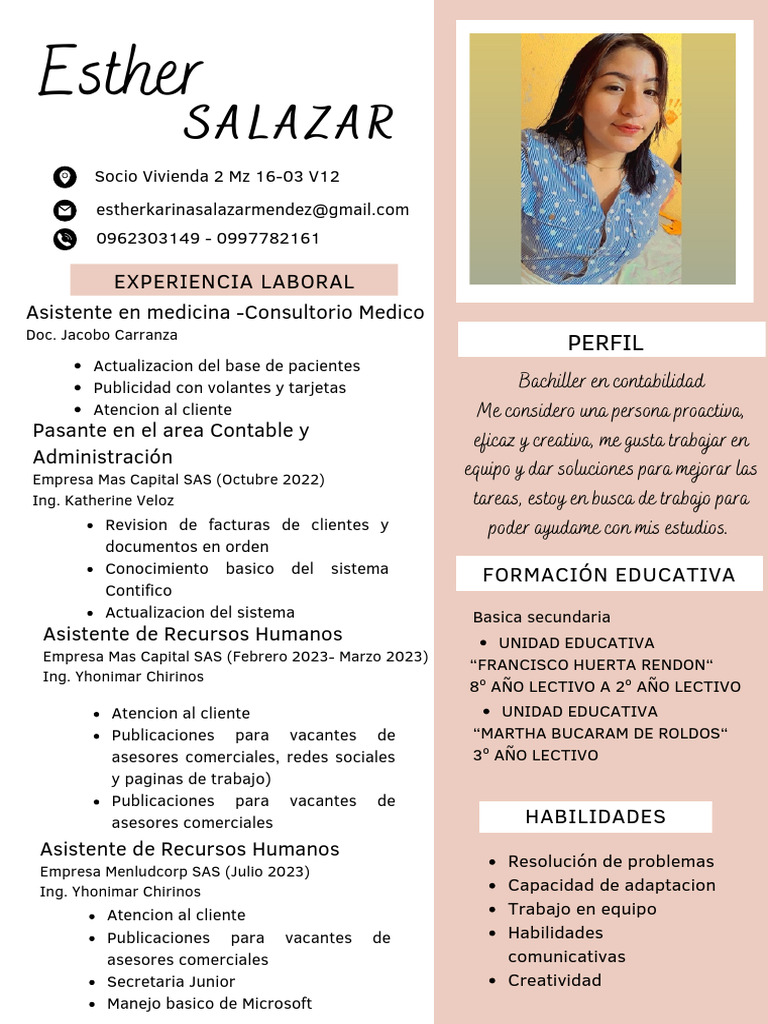 Curriculum Vitae Esther Salazar | PDF