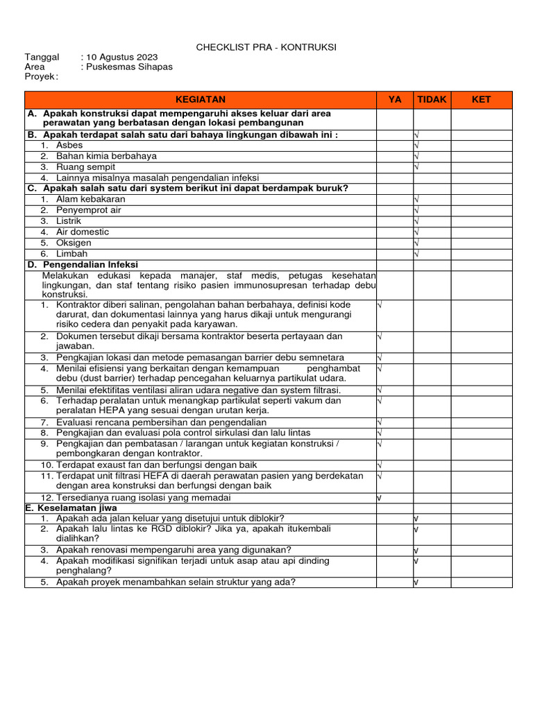 1.4.2-EP-d-D-CHECKLIST PRA - KONSTRUKSI | PDF