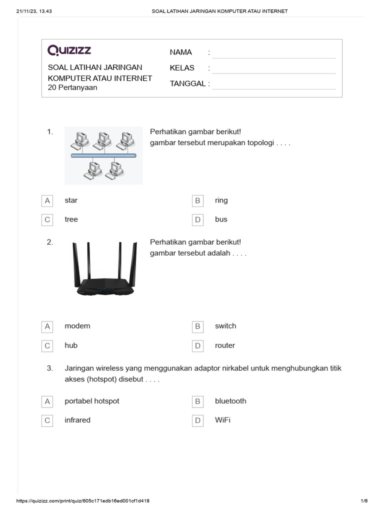 Soal Latihan Jaringan Komputer Atau Internet | PDF