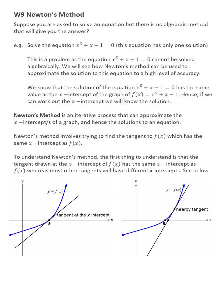 W9 Newton's Method | PDF | Tangent | Equations