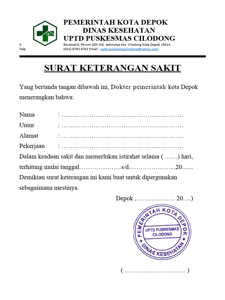 Contoh Surat Keterangan Sakit Dokter | PDF | Teknologi & Rekayasa