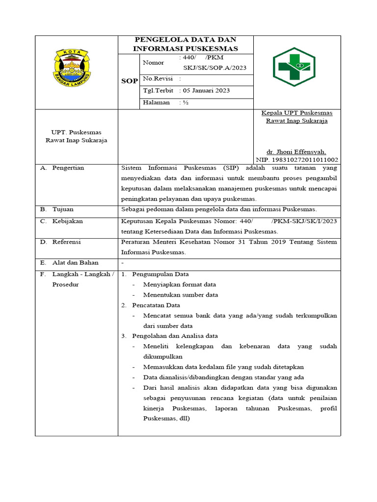 Sop Pengelolaan Sip | PDF