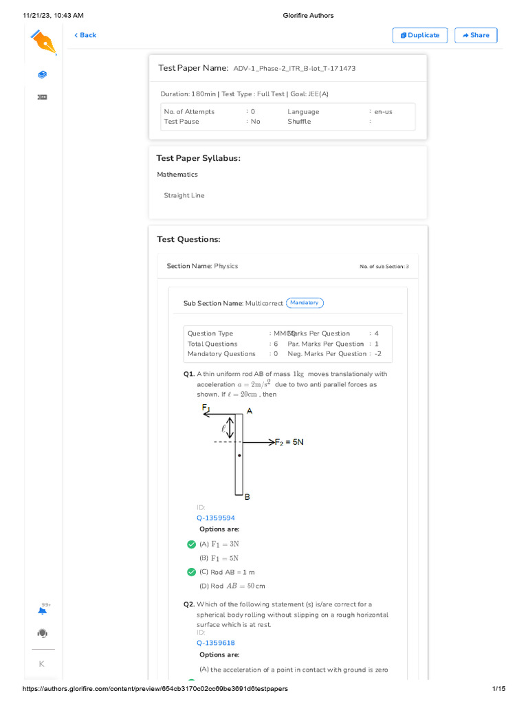 ADV-1 Phase-2 ITR B-Lot T-171473 | PDF | Sphere | Center Of Mass