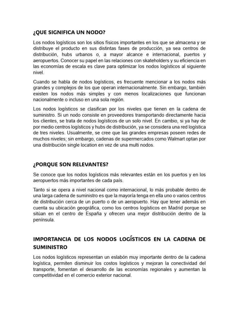 Importancia de los Nodos Logísticos | PDF | Logística | SQL