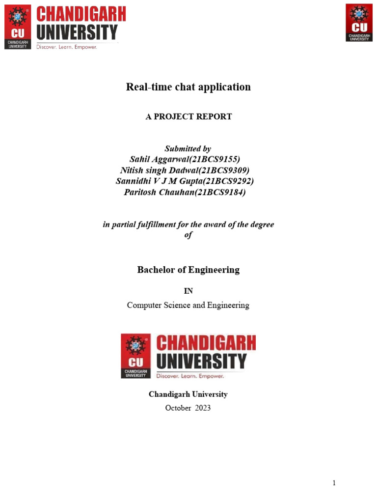 AIML Report-Real Time Chat App | PDF | Instant Messaging | Security