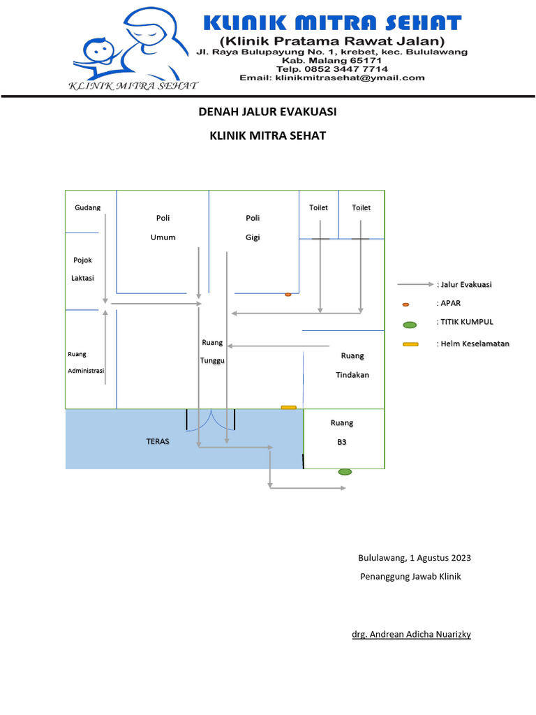 Denah Jalur Evakuasi Klinik Mitra Sehat | PDF