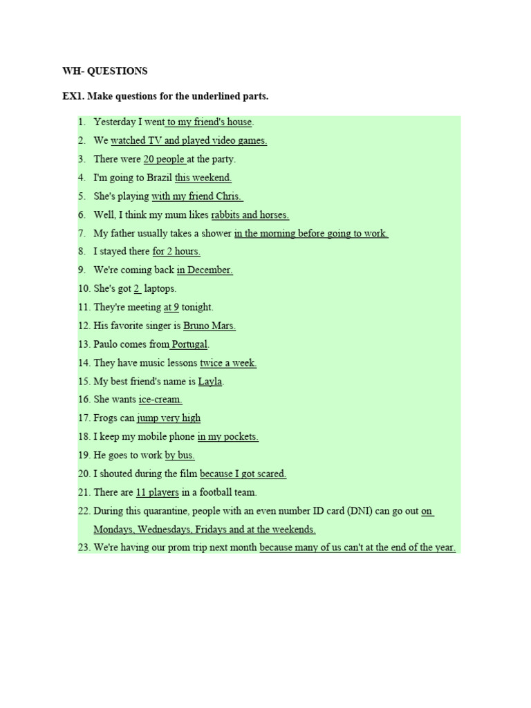 WH - Question Practice and Tense Mix | PDF | Workweek And Weekend