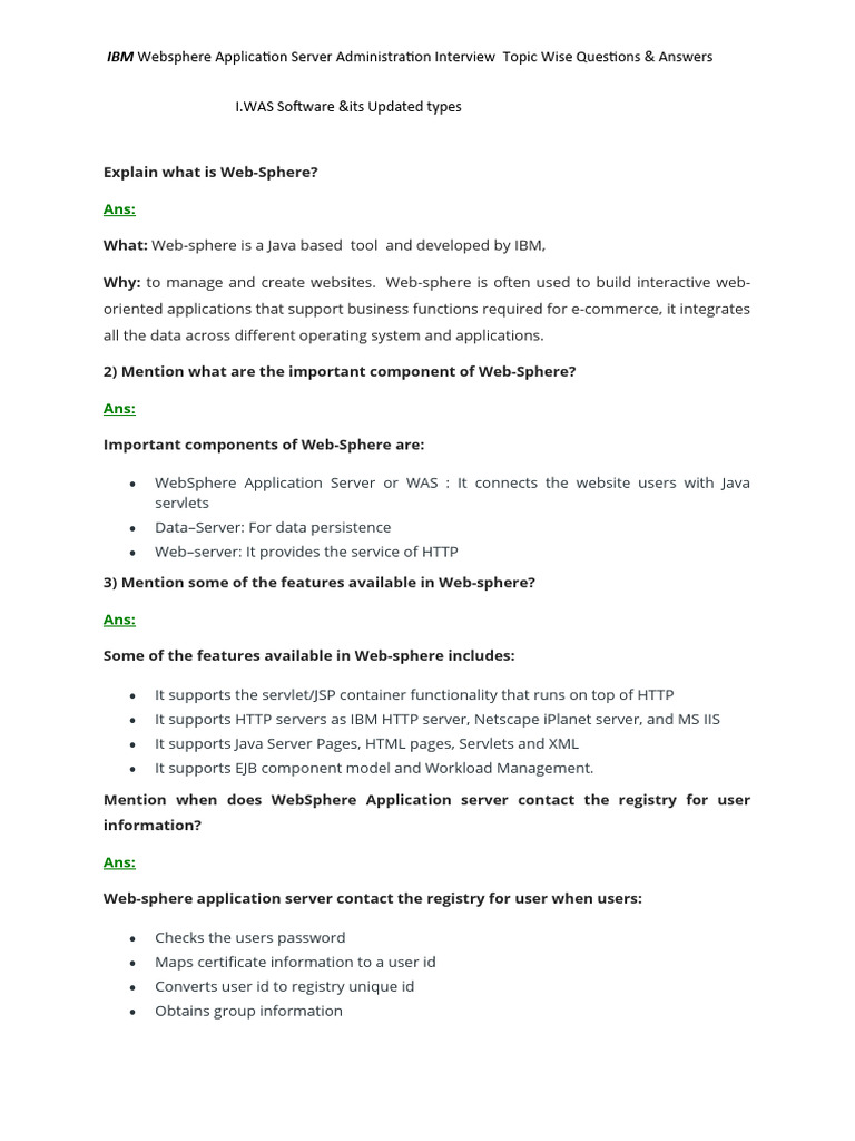 WebSphere Admin Interview Q&A | PDF | Networking | Internet & Web
