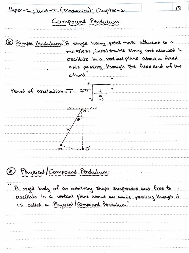 Compound Pendulum | PDF | Science & Mathematics